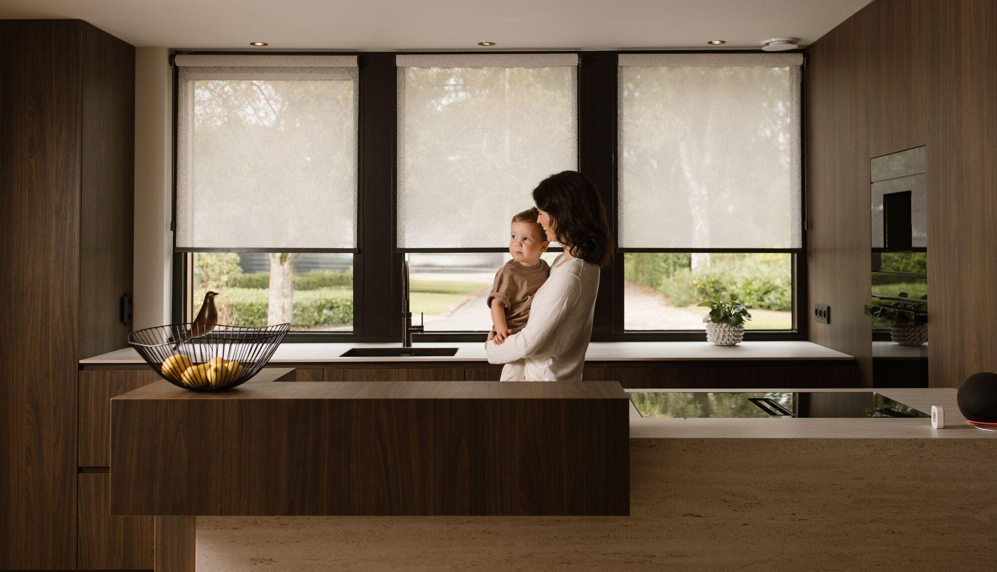 Modern Kitchen Blinds Electric Titan Simply Grey Roller Blind | Blinds